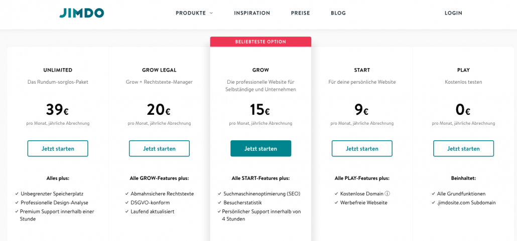 Jimdo Preise 2022: Was kostet eine Website von Jimdo?